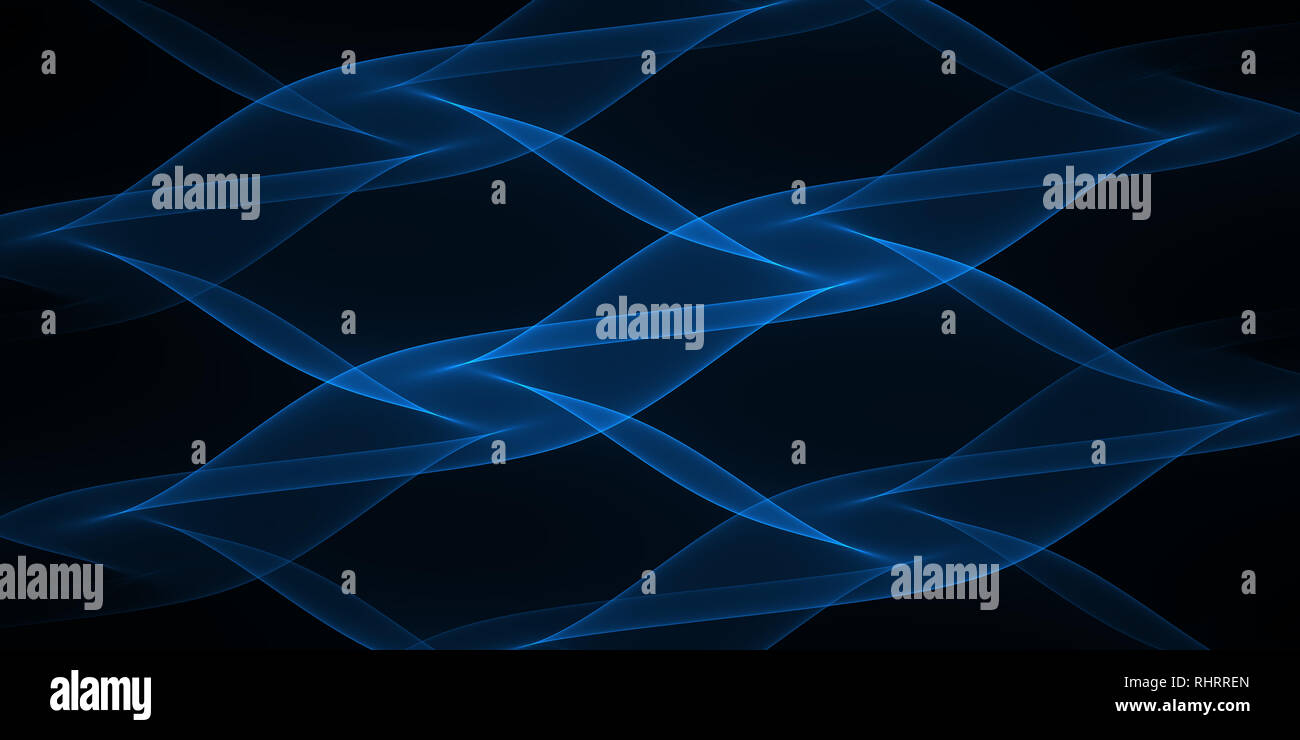 Glowing blue neon wavy lines Stock Photo - Alamy