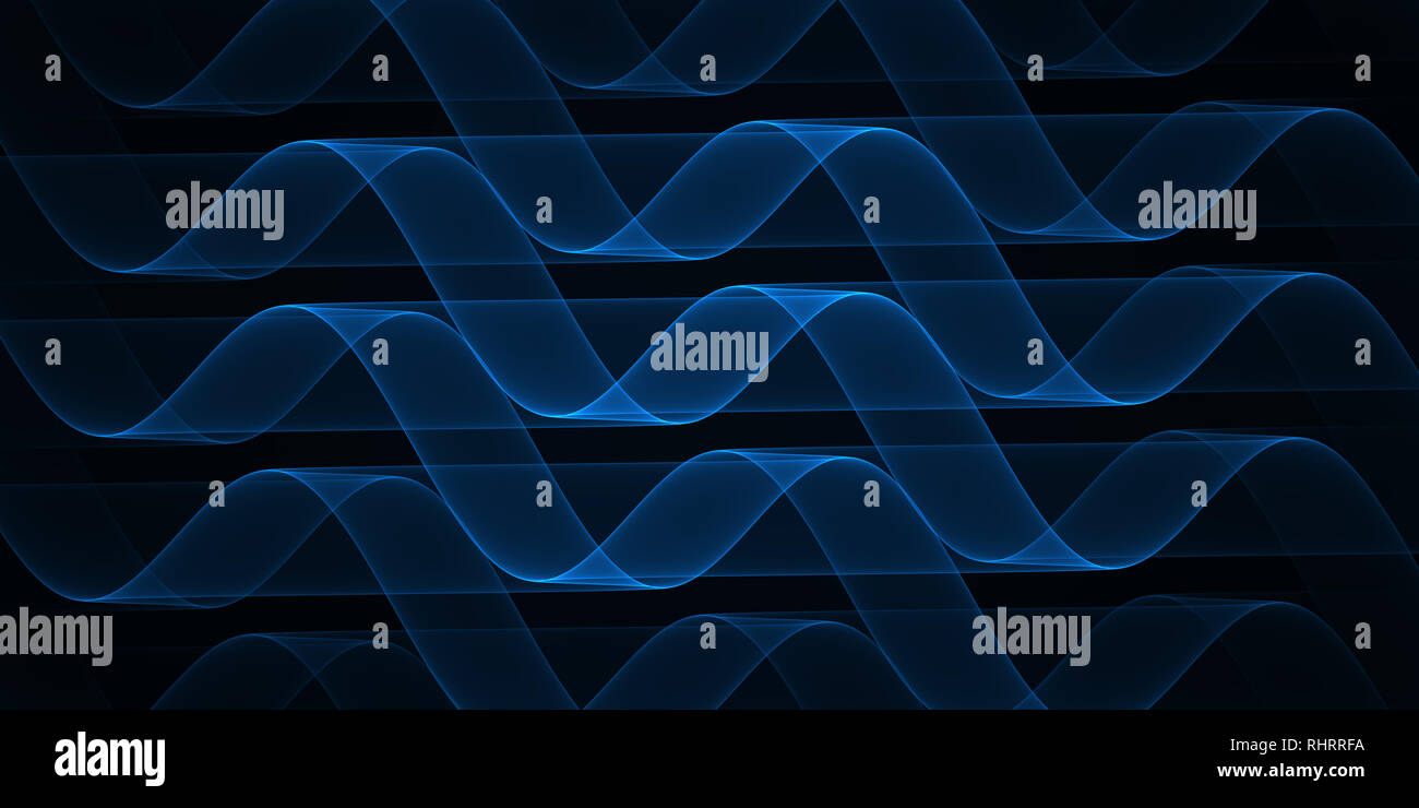 Glowing blue neon wavy lines Stock Photo - Alamy