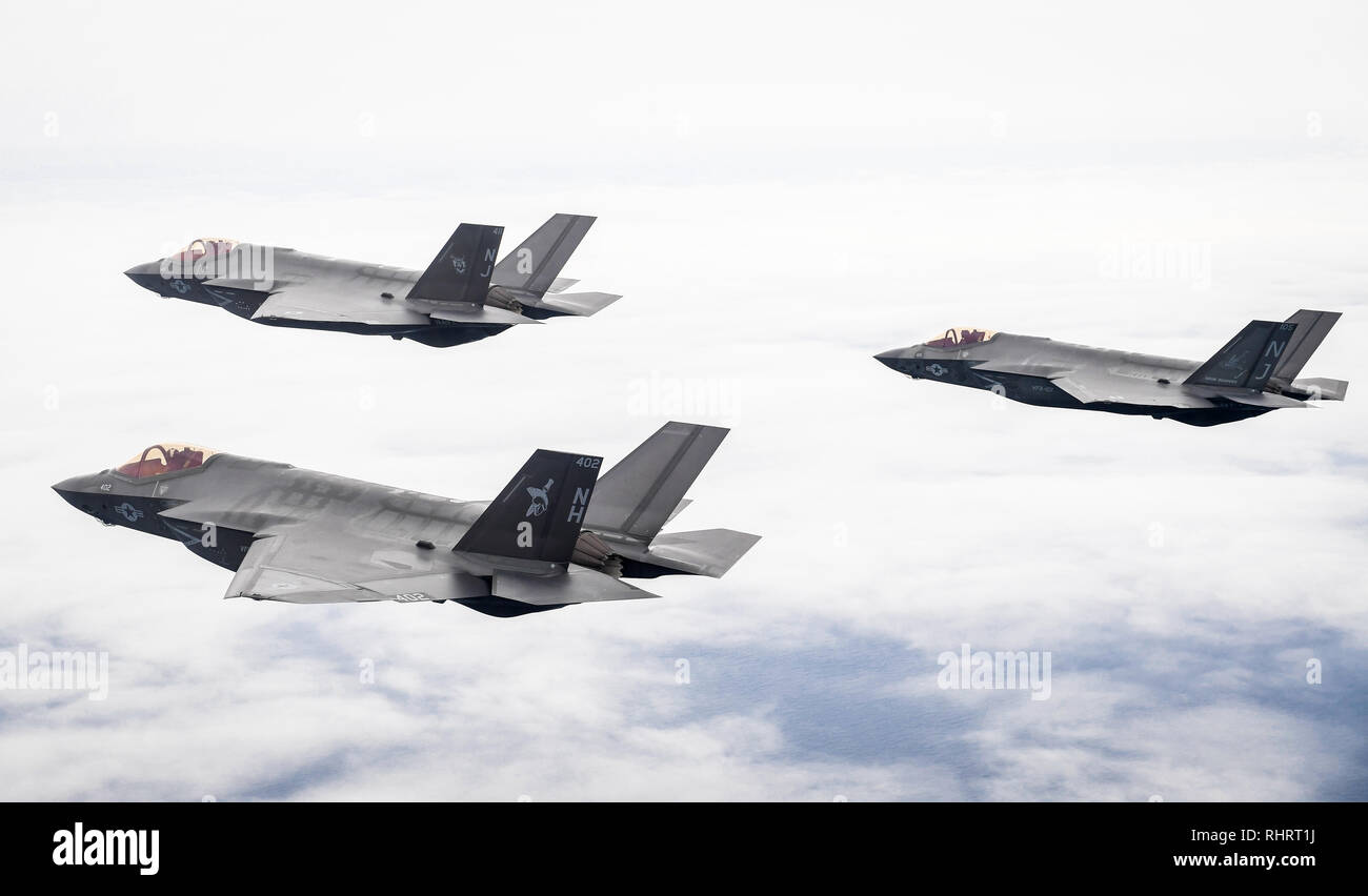 EGLIN AIR FORCE BASE, Fla. (Feb. 1, 2019) Three F-35C Lightning II ...