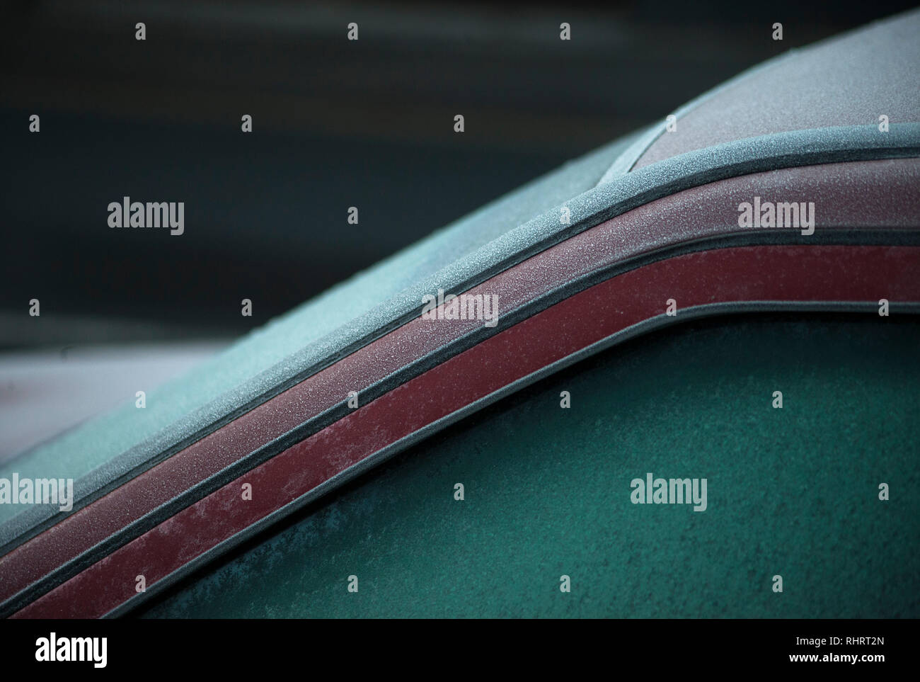 Winter driving conditions frosty car in morning Stock Photo - Alamy