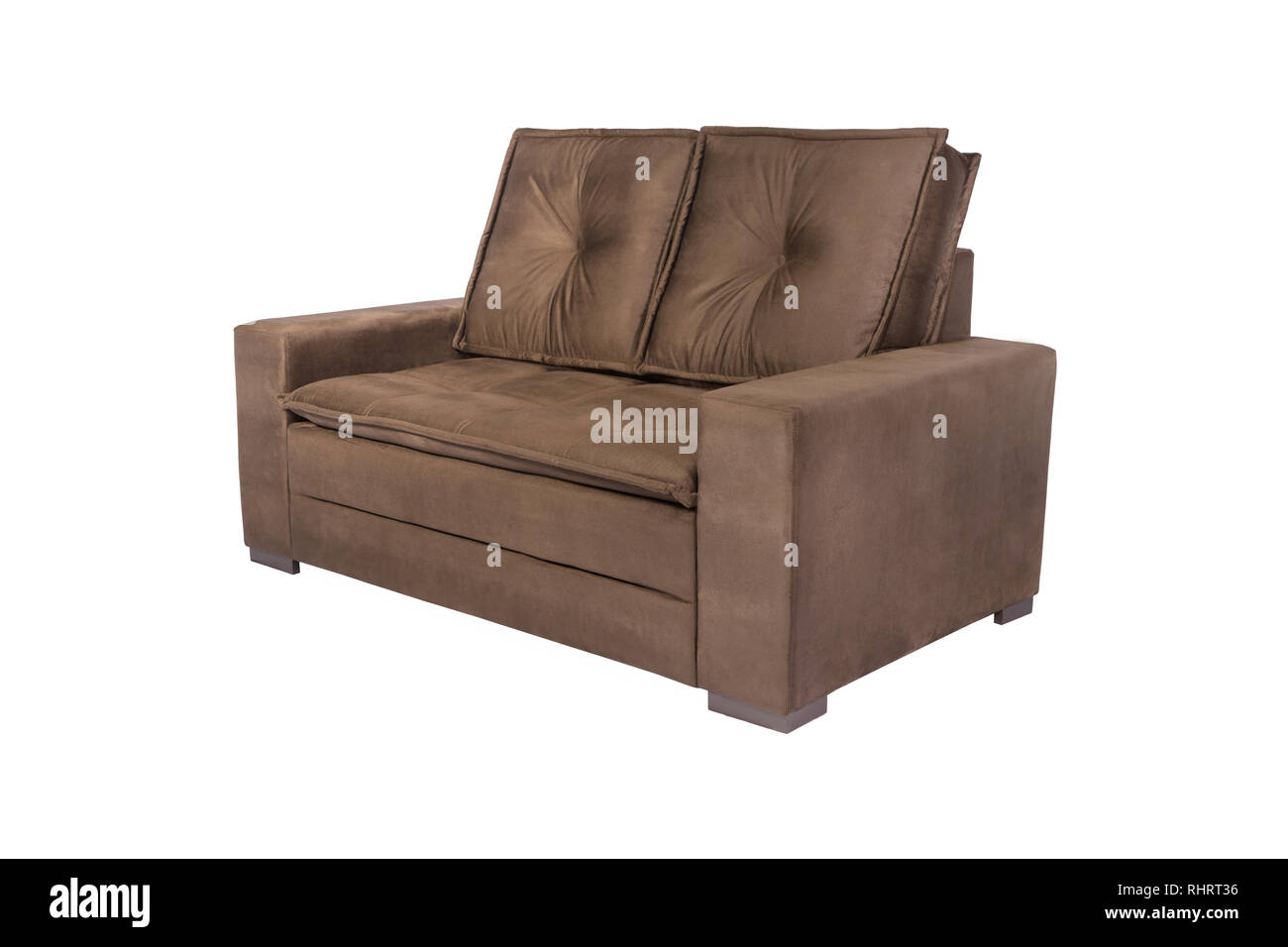 modern brown suede couch sofa isolated on white background Stock Photo - Alamy