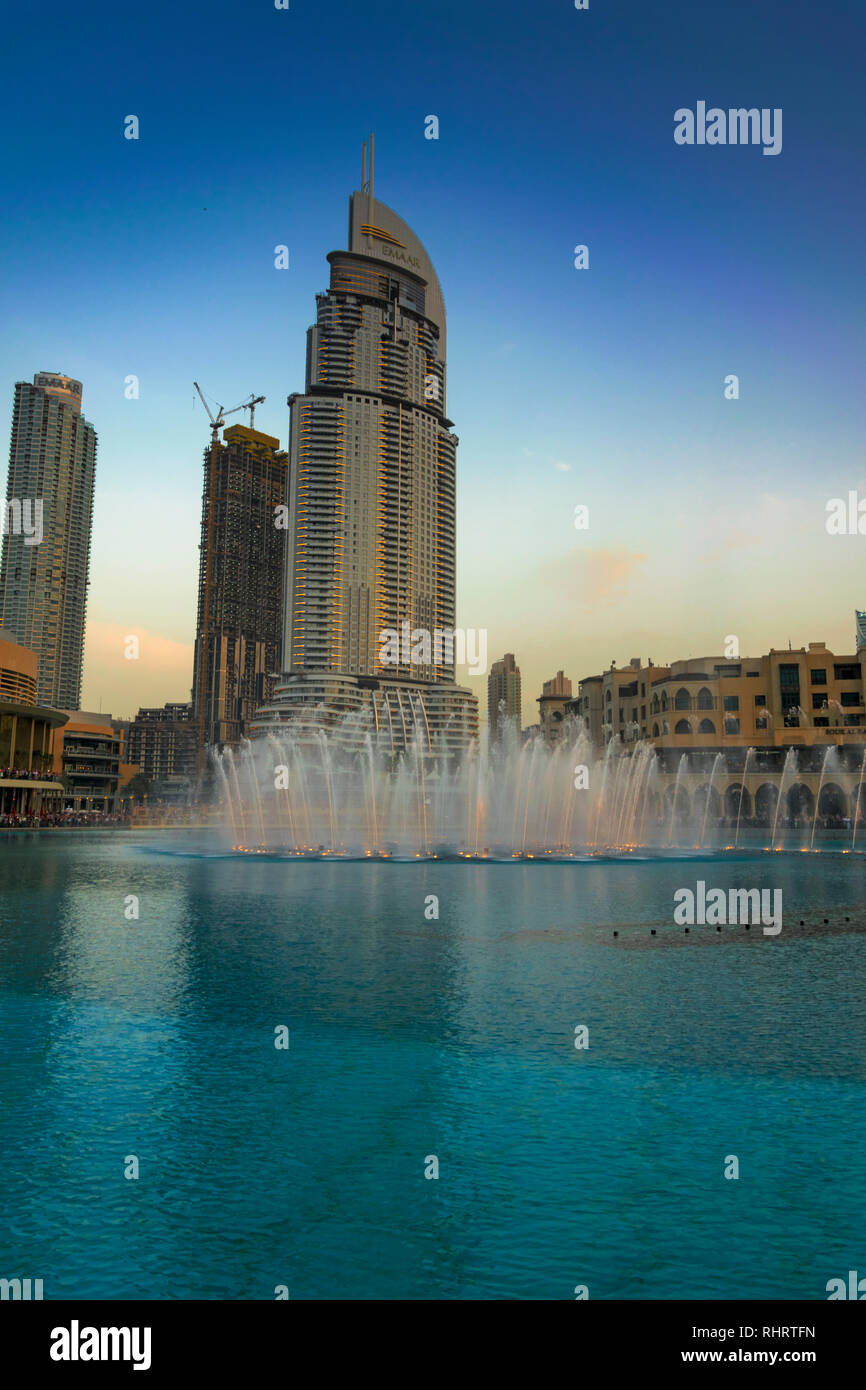 Dubai, united Arab Emirates-02-24-2018: Water and light show at the ...