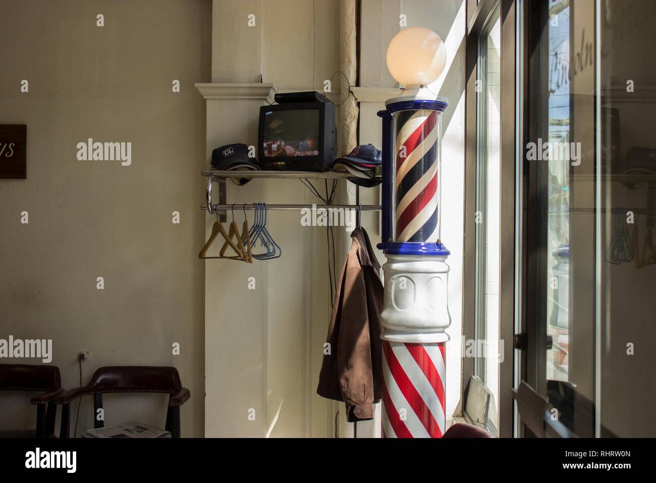Inside a barber shop Stock Photo - Alamy