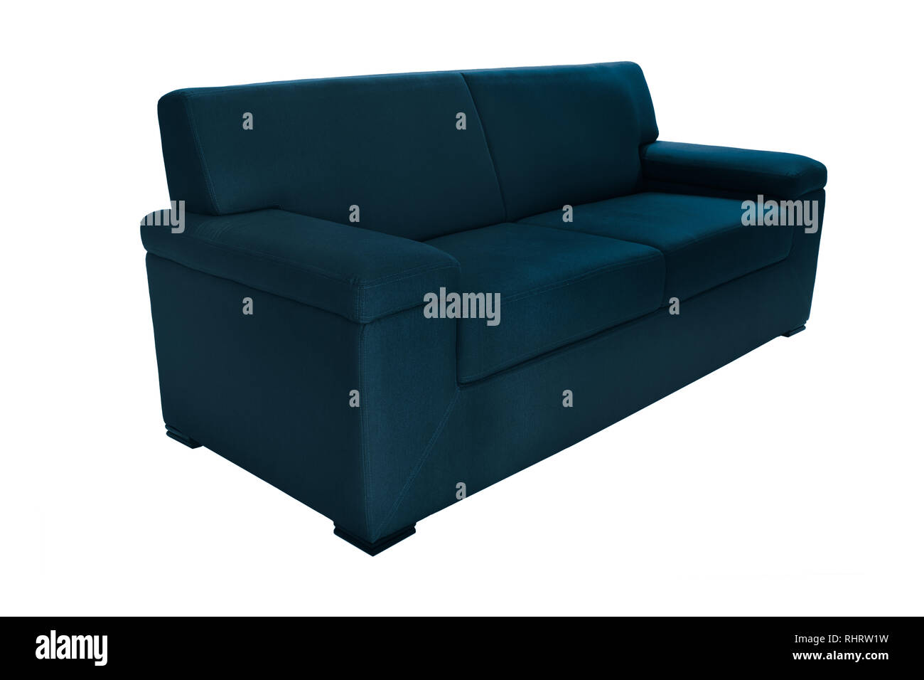 Two seats cozy blue sofa isolated on white Stock Photo - Alamy