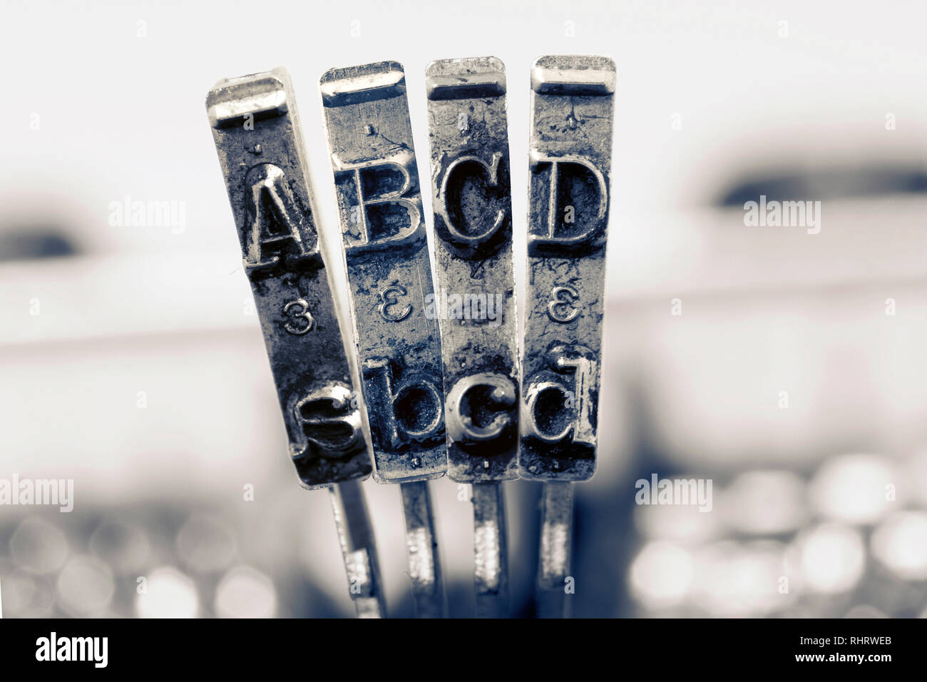 ABCD with old typewriter hammers in monochrome Stock Photo - Alamy