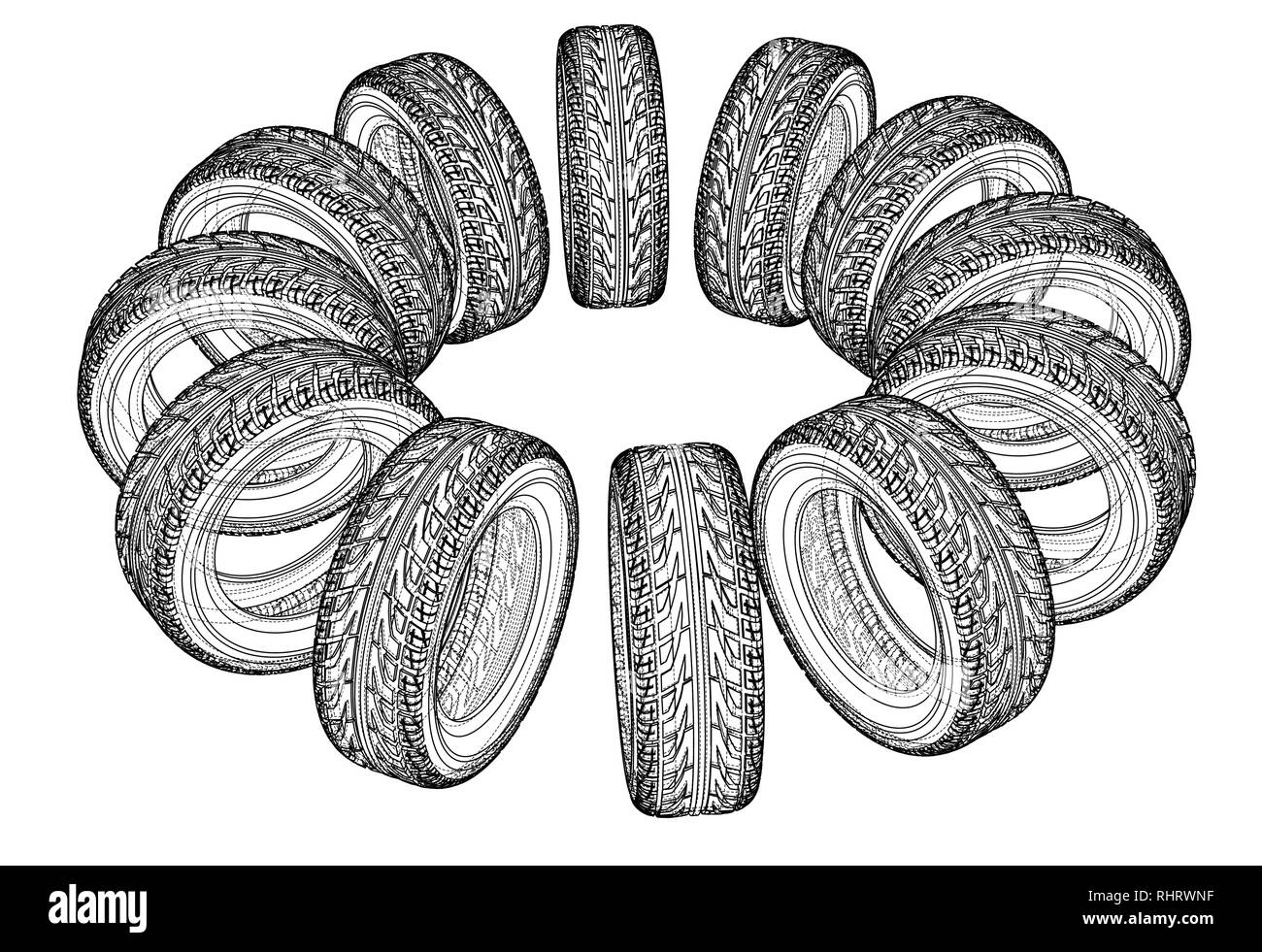 Car tires concept. Vector rendering of 3d Stock Vector Image & Art - Alamy