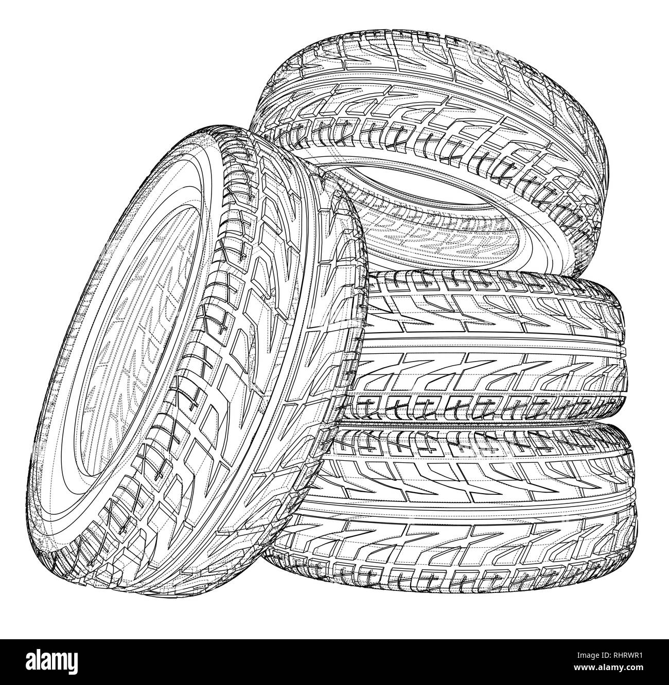Car tires concept. Vector rendering of 3d Stock Vector Image & Art - Alamy