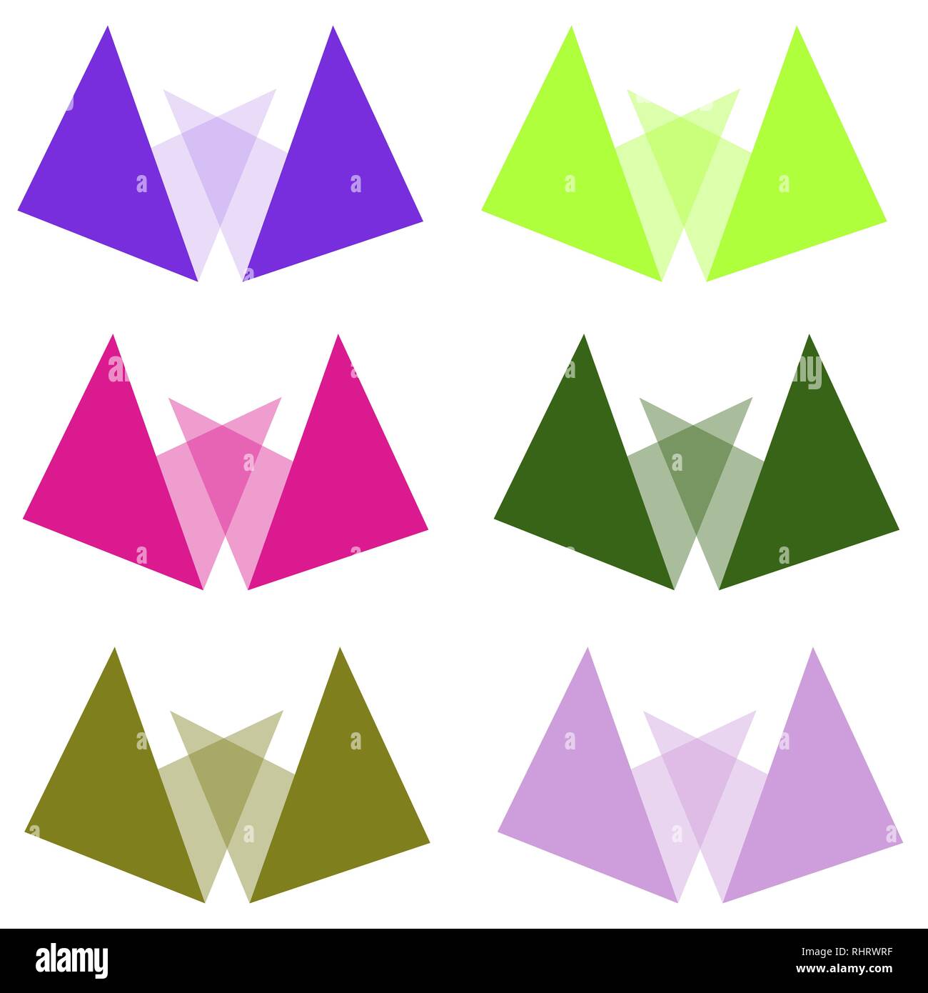 abstract triangles logo with shadows color set creative Stock Vector ...