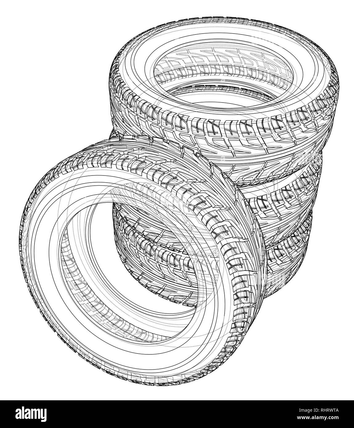 Car tires concept. Vector rendering of 3d Stock Vector Image & Art - Alamy