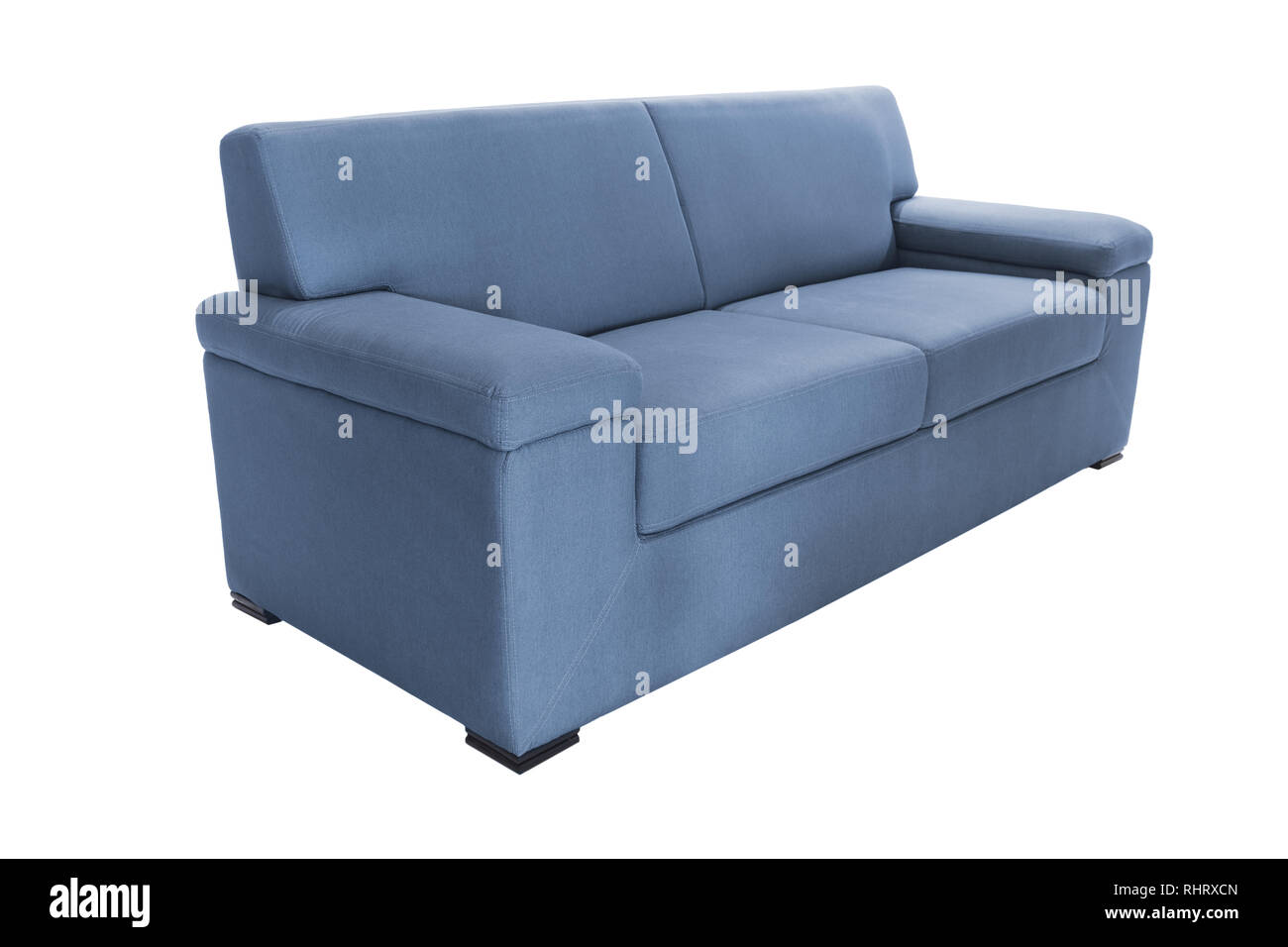 Two seats cozy blue sofa isolated on white Stock Photo - Alamy