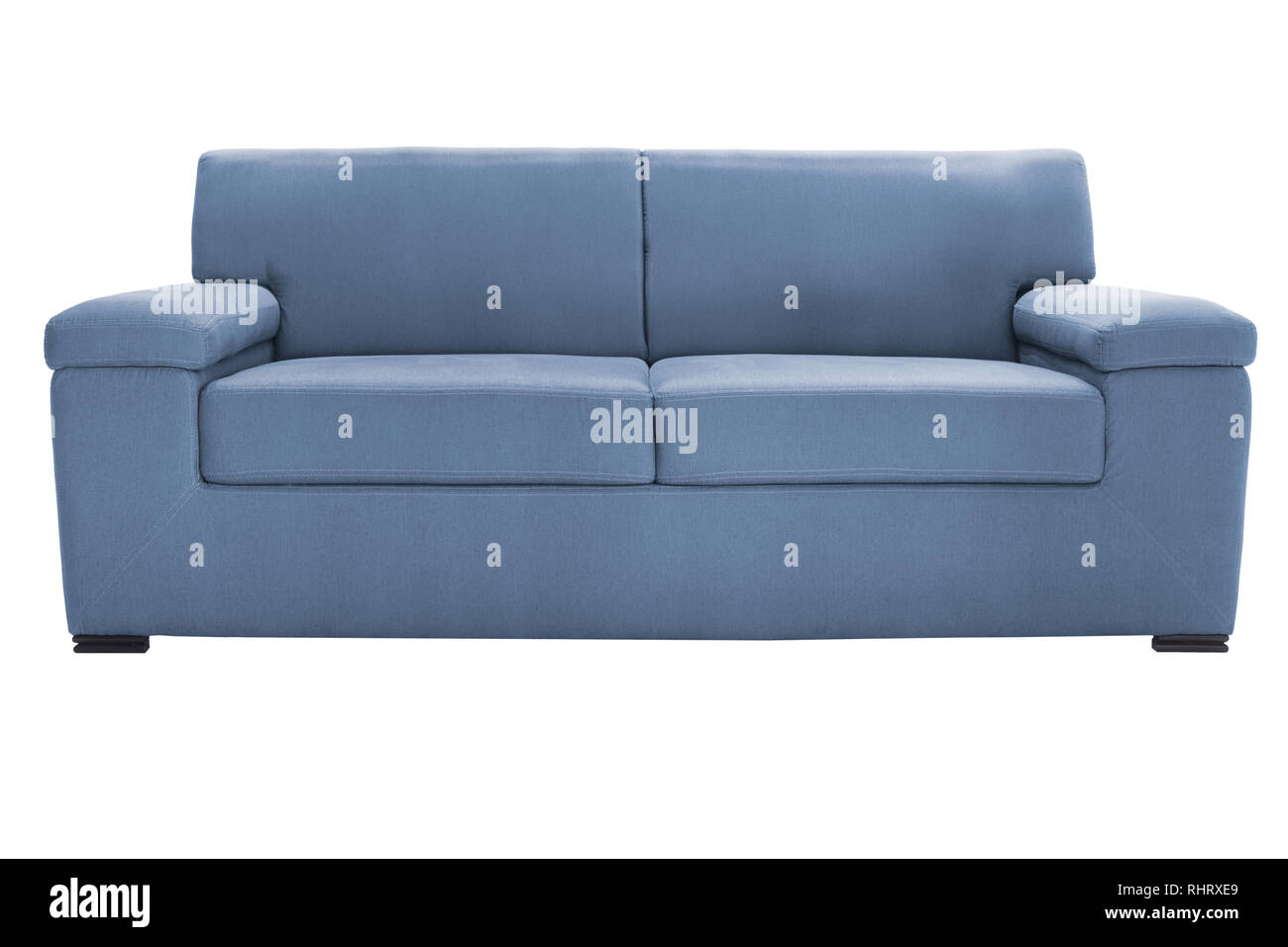 Two seats cozy blue sofa isolated on white Stock Photo - Alamy