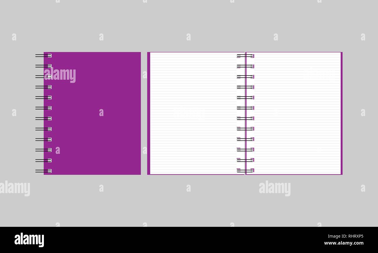 Closed and open notebook isolated on background. Flat style, vector ...