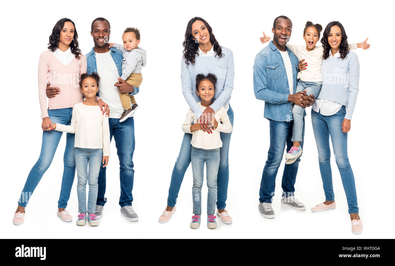 Collage of african american family isolated on white Stock Photo - Alamy