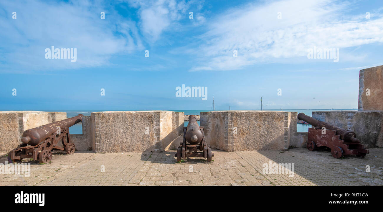 Panoramic view of the old artillery guns in Mazagan , El Jadida ...