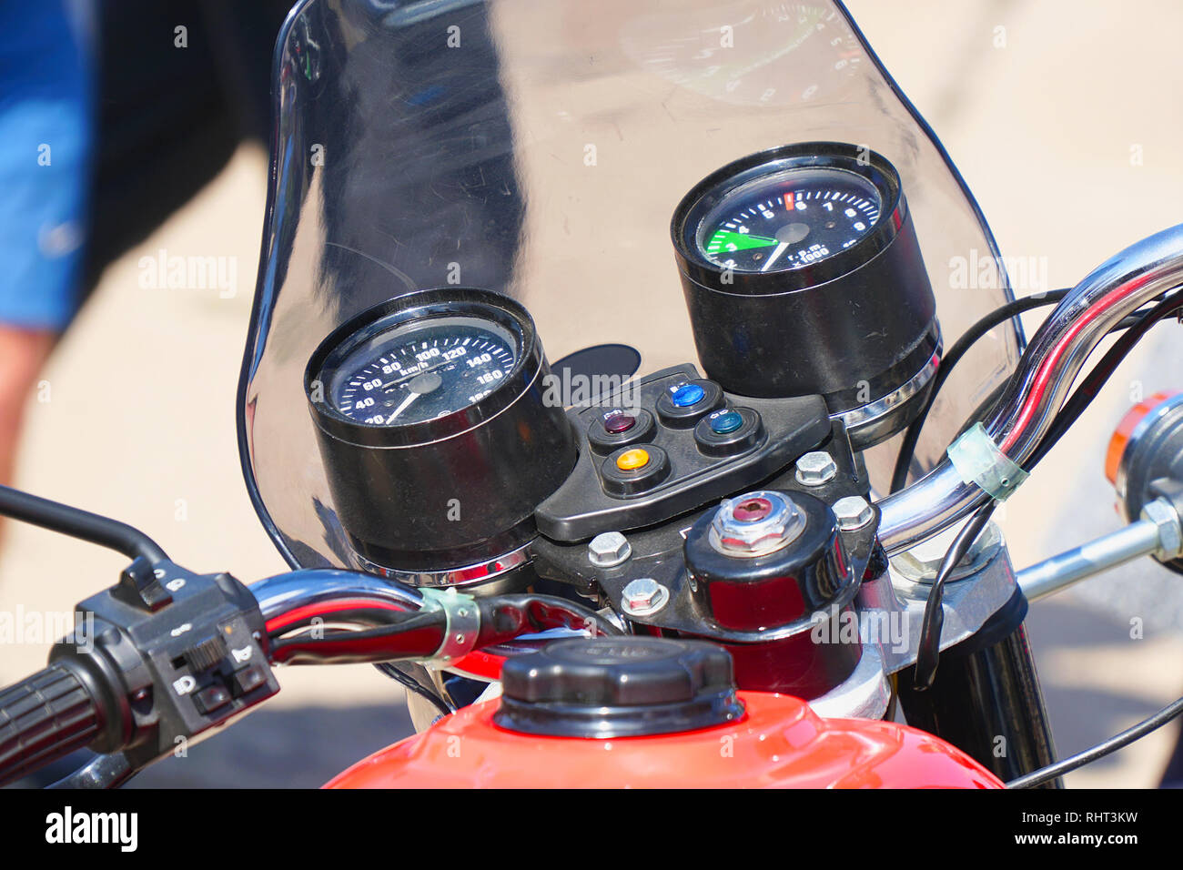 Dashboard of an old motorcycle Stock Photo - Alamy