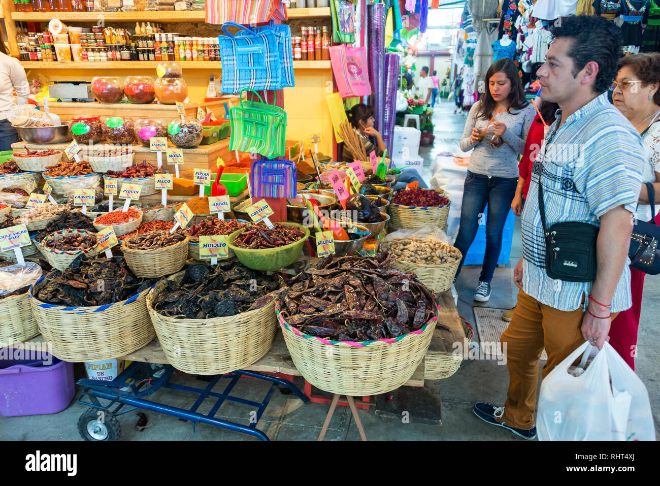 OAXACA, MEXICO - MARCH 5: Shoppers in a typical market in Oaxaca ...