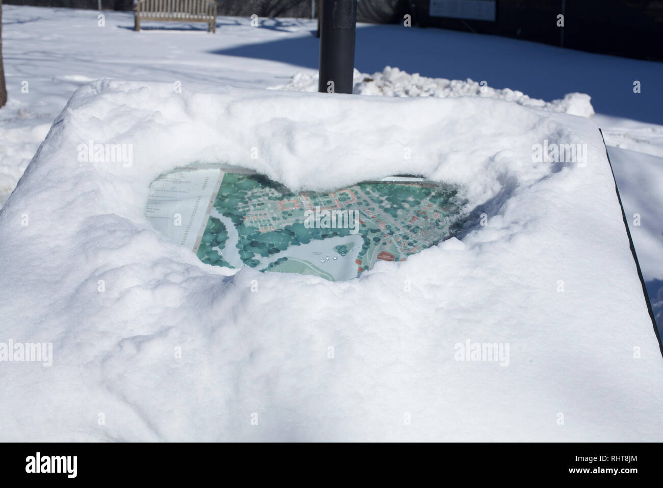 Outdoor map of Smith College campus has heart-shaped snow design Stock ...