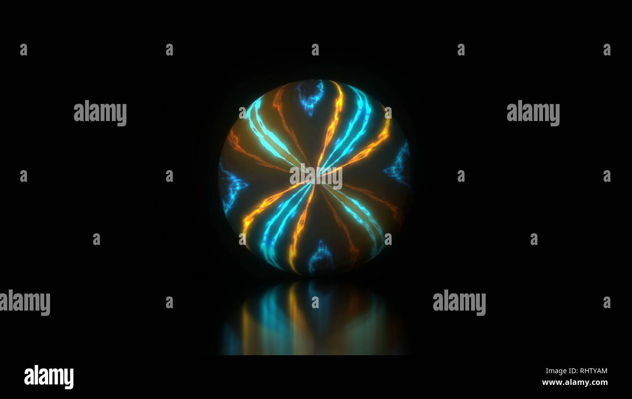 Glow energy sphere with flame effect, abstract 3d render background ...