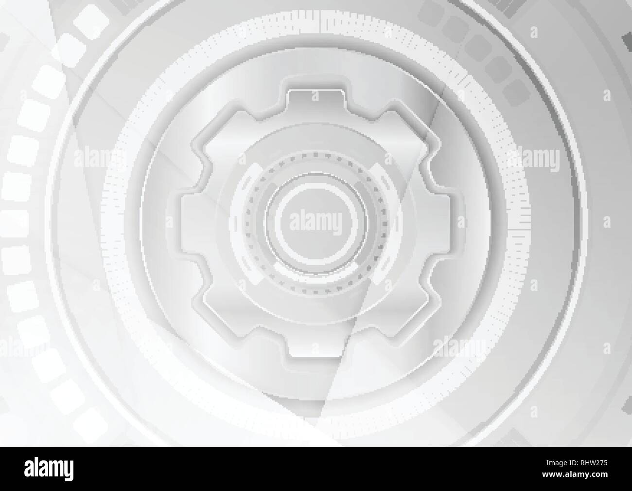 Grey geometric technology background with gear shape. Vector abstract ...