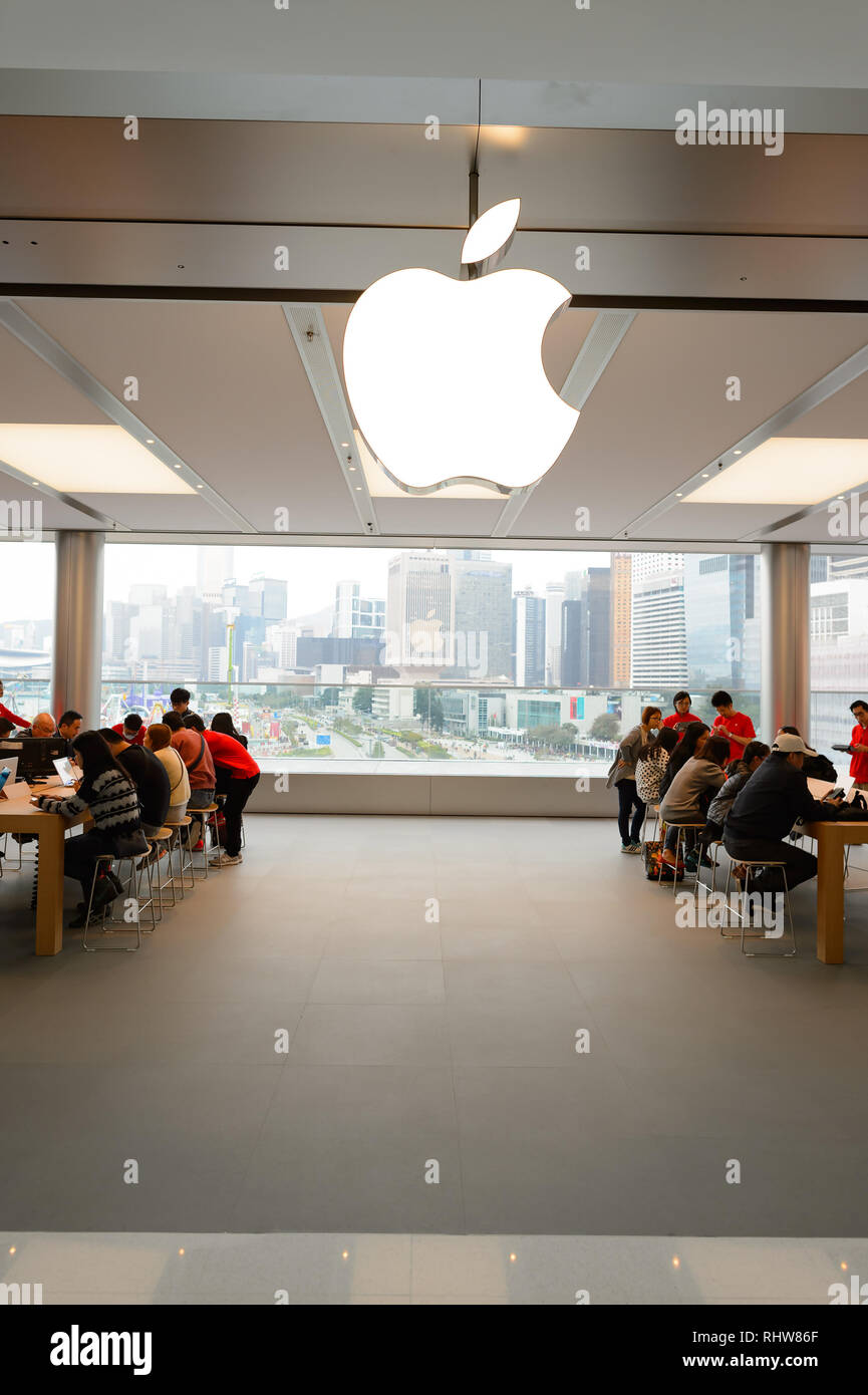 HONG KONG - DECEMBER 25, 2015: interior of Apple store. Apple Inc. is ...