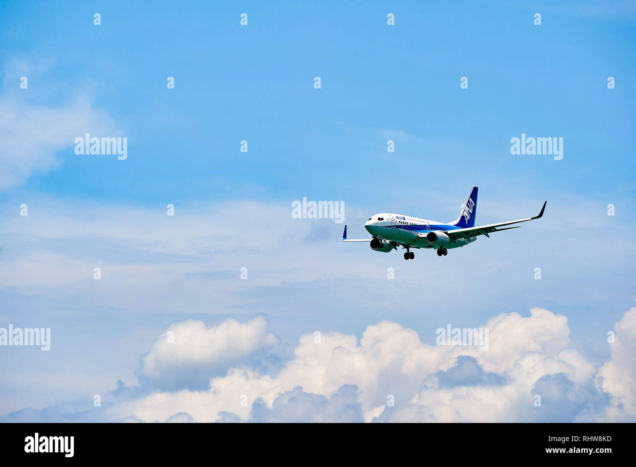 HONG KONG - JUNE 04, 2015: ANA aircraft landing at Hong Kong airport ...