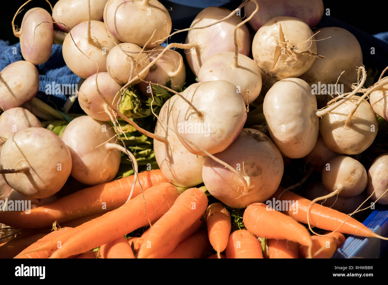 Carrots turnips on market hi-res stock photography and images - Alamy