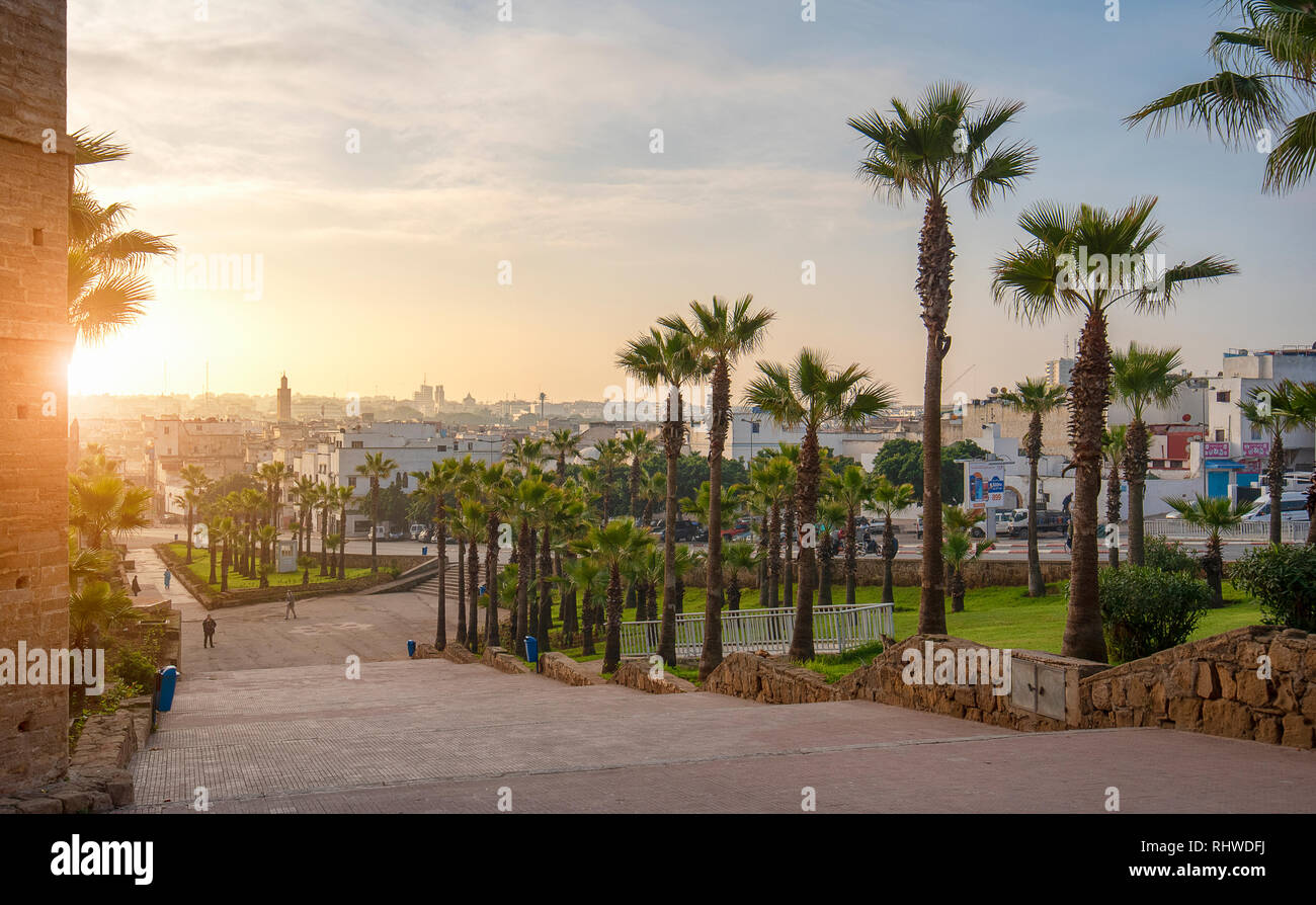 Rabat, Morocco. Sunrise from The Kasbah of the Udayas ancient fortress ...