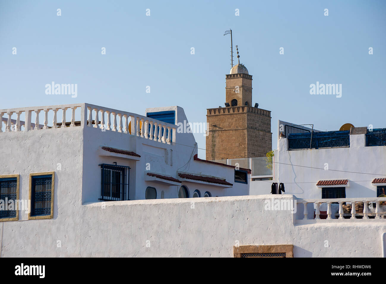 Beautiful old white houses and mosque AL KASBAH inside the Kasbah of ...