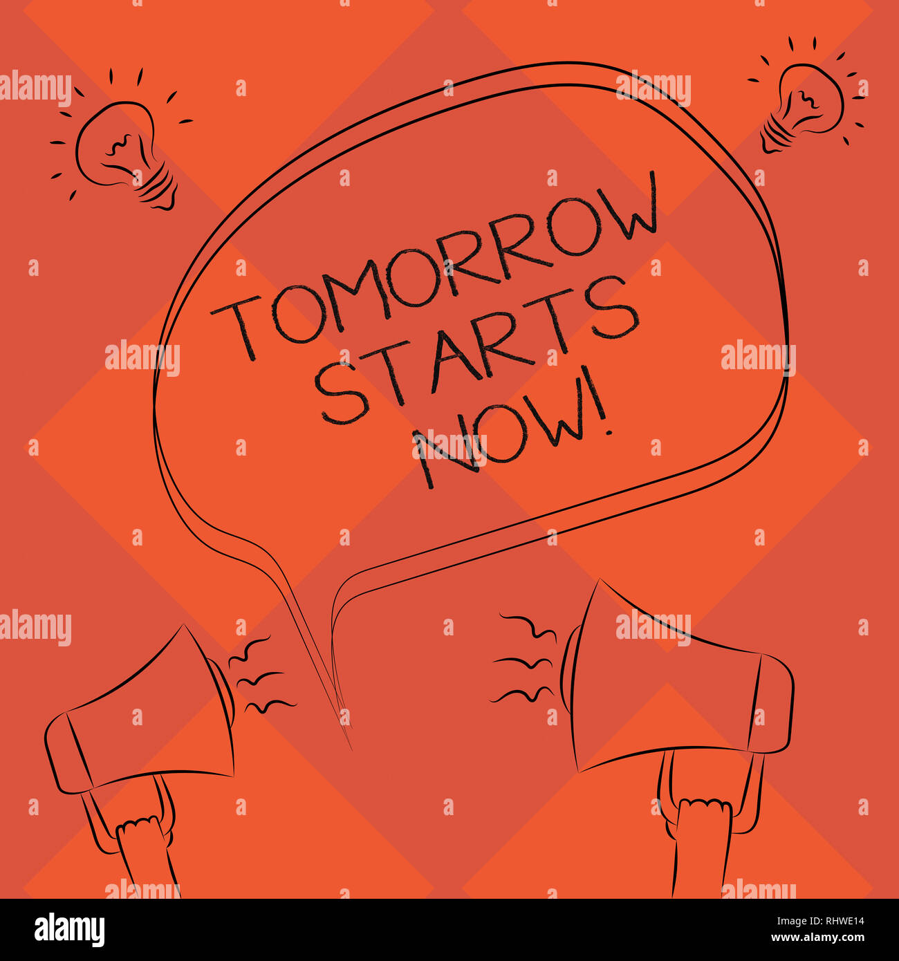 Handwriting text Tomorrow Starts Now. Concept meaning get going from ...