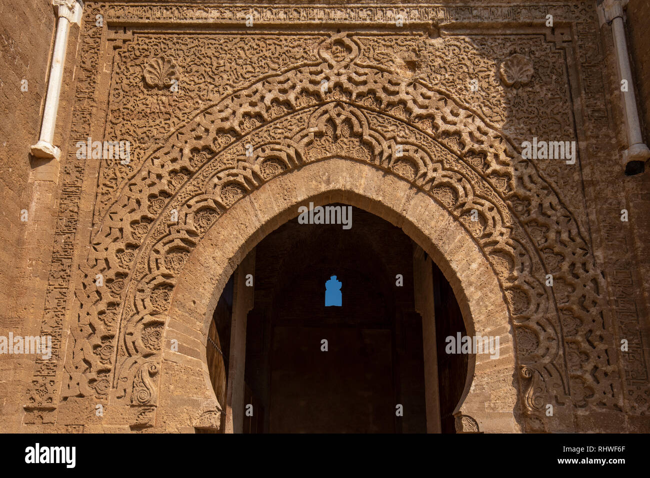 Chellah entrance gate - Bab Zaer. Chellah or Sala Colonia is a medieval ...