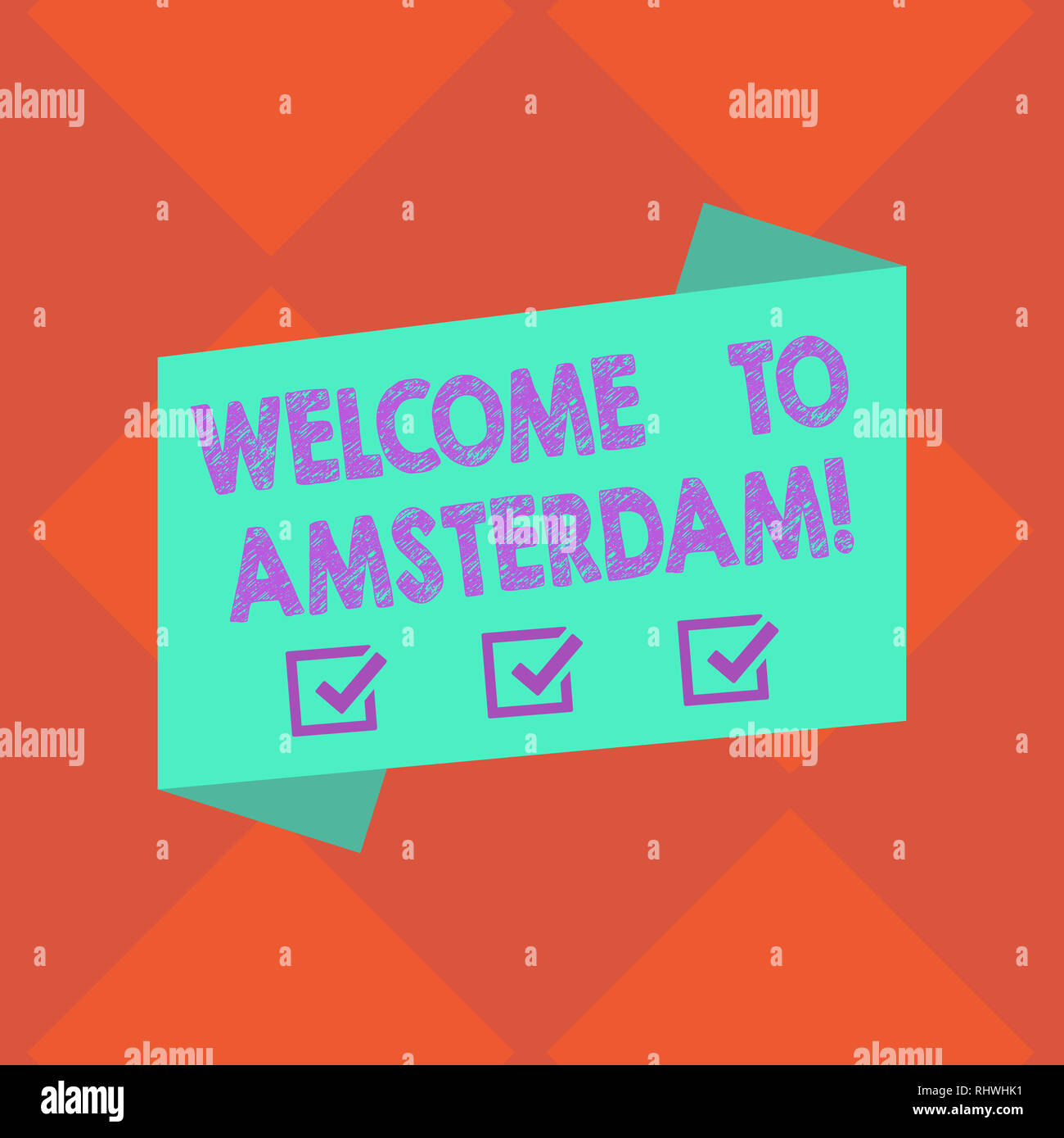 Handwriting text Welcome To Amsterdam. Concept meaning Greeting someone ...