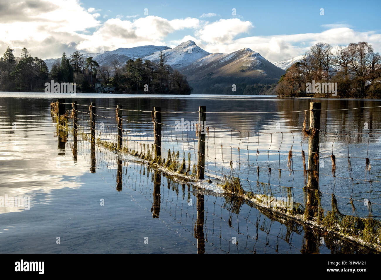 Boat landings on Derwent Water at Keswick, Lake District, Cumbria ...