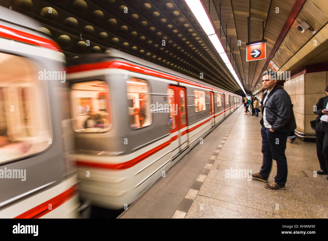 PRAGUE, CZECH REPUBLIC - JUNE 7, 2017: A metro underground station of ...