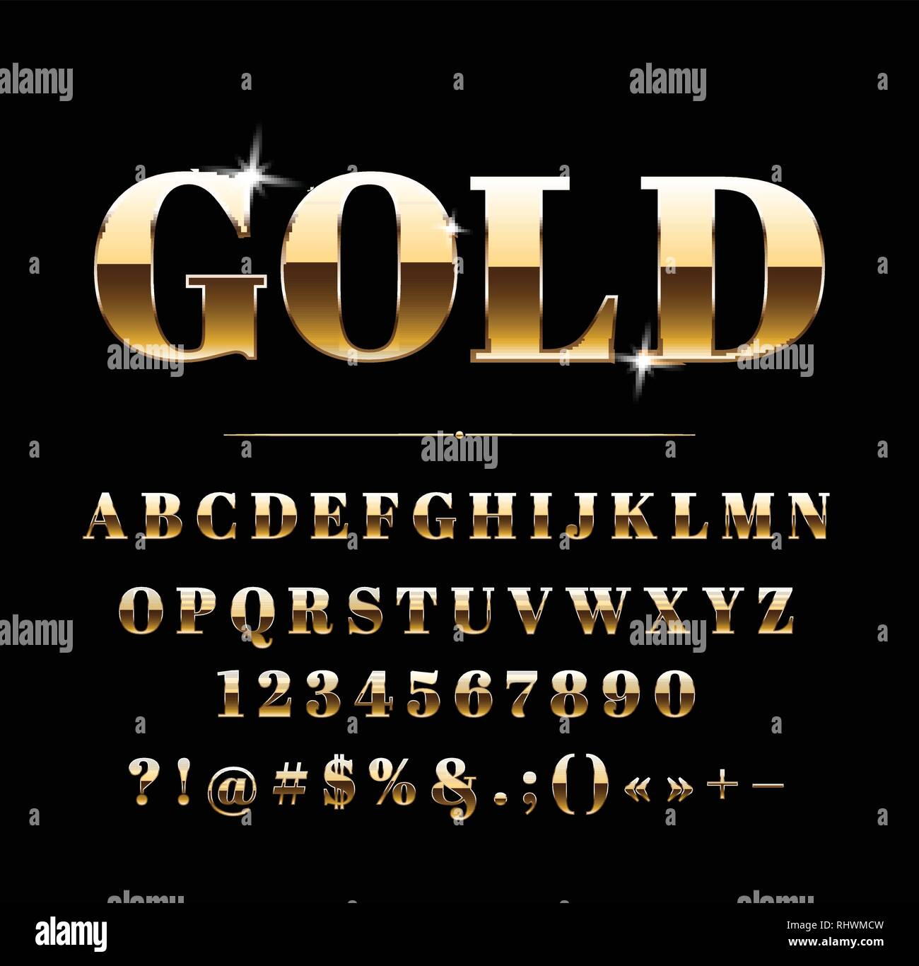High quality gold-effect vector letters. Vector illustration Stock ...