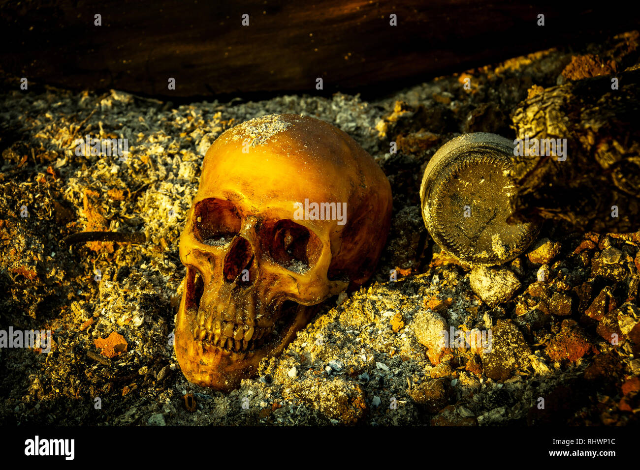 Human skull burned ashes hi-res stock photography and images - Alamy