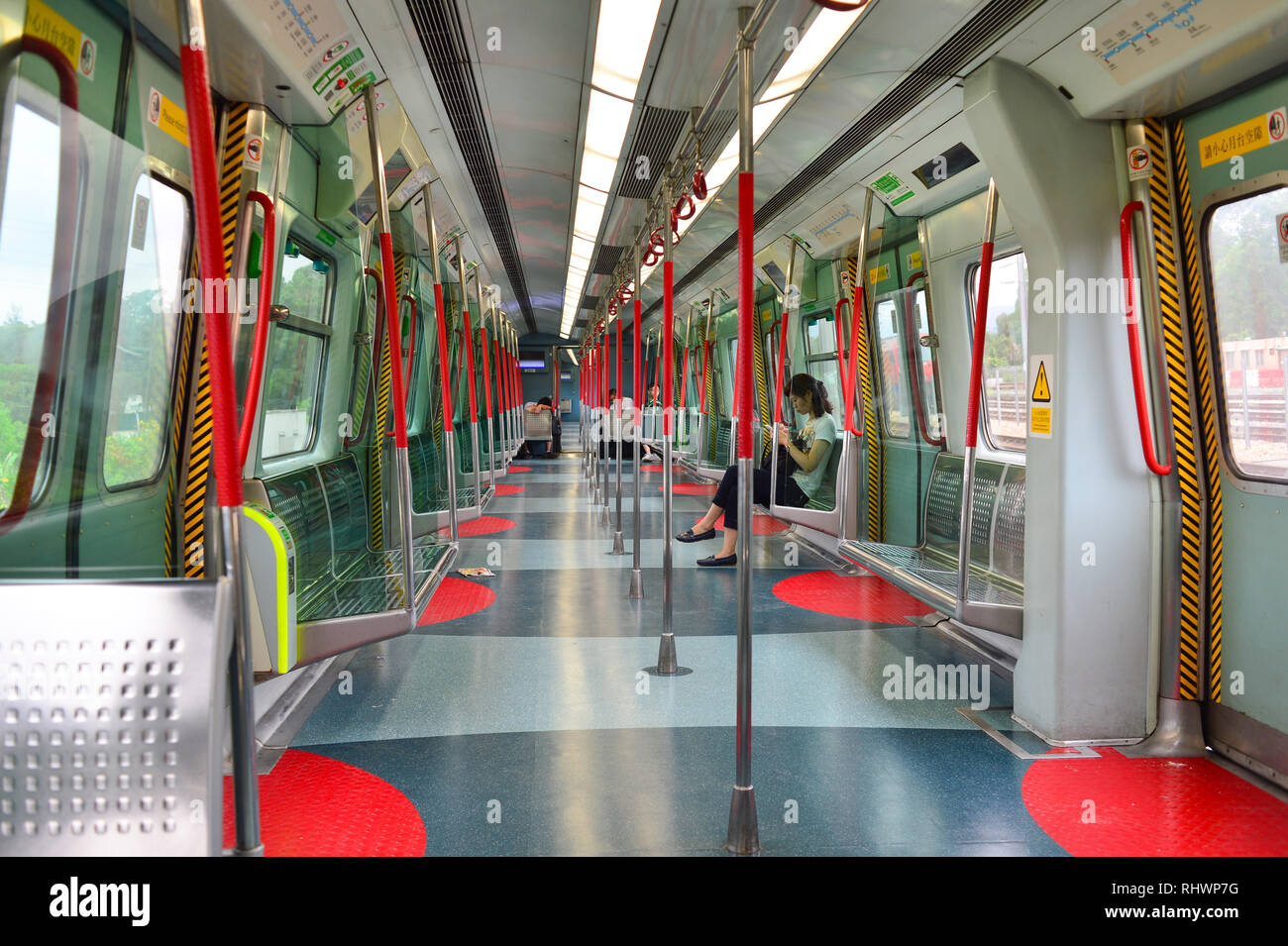 HONG KONG - MAY 06, 2015: interior of MTR train. The Mass Transit ...
