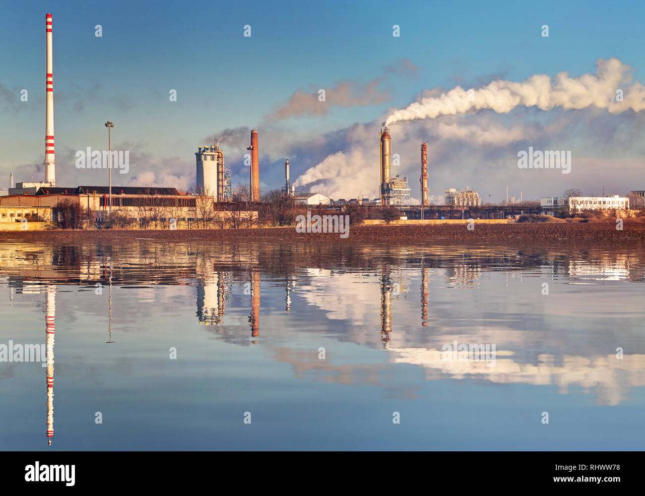 Air pollution coming from factory smoke stacks Stock Photo - Alamy