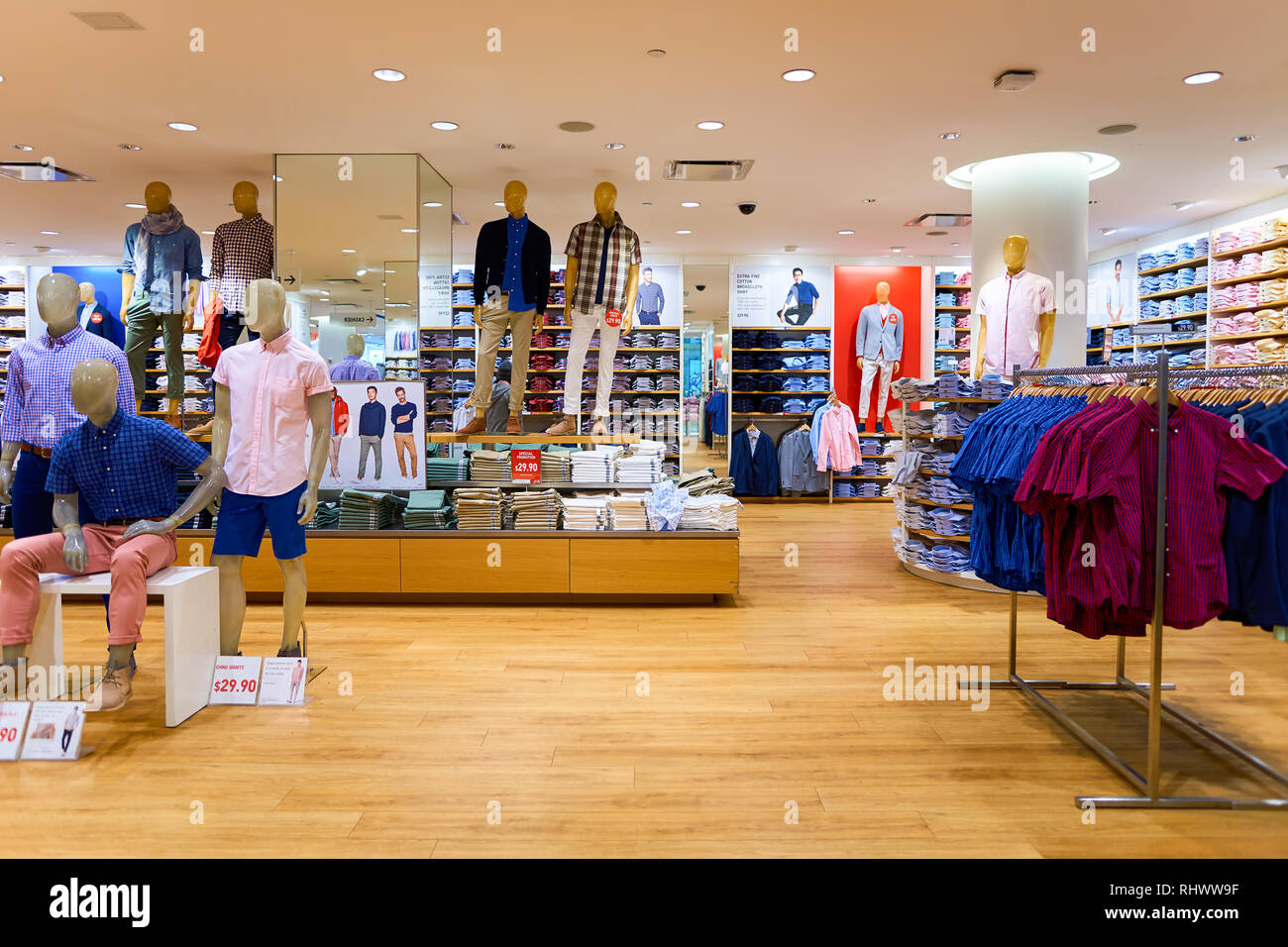 NEW-YORK - MARCH 20, 2016: inside of Uniqlo store. Uniqlo Co., Ltd. is ...