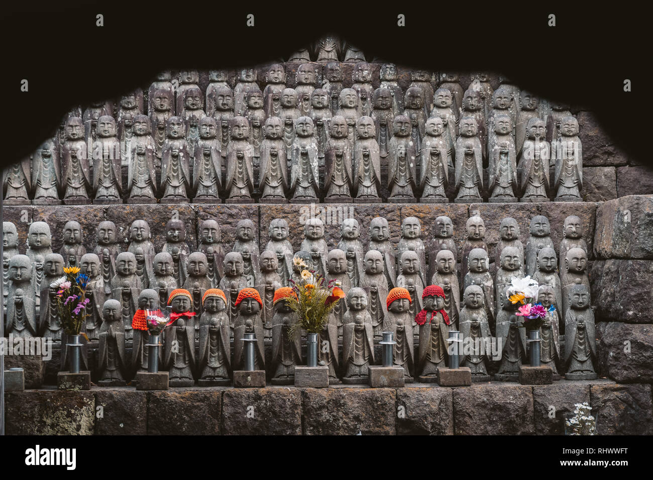Statues of jizo at a buddhist temple hi-res stock photography and ...