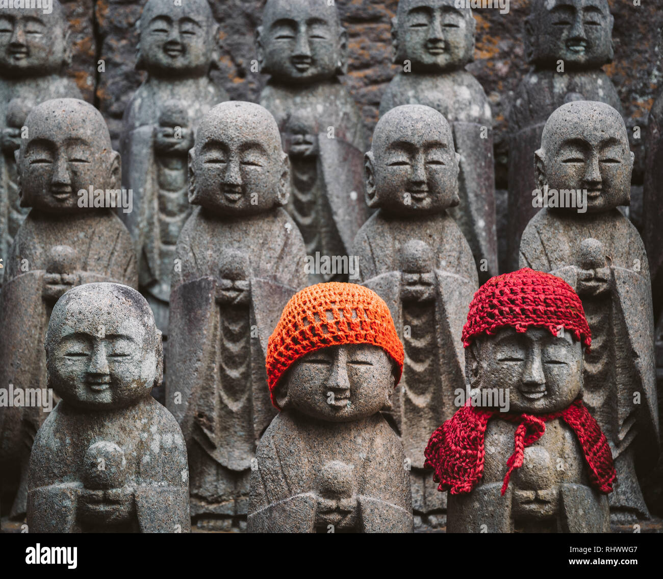Statues of jizo at a buddhist temple hi-res stock photography and ...