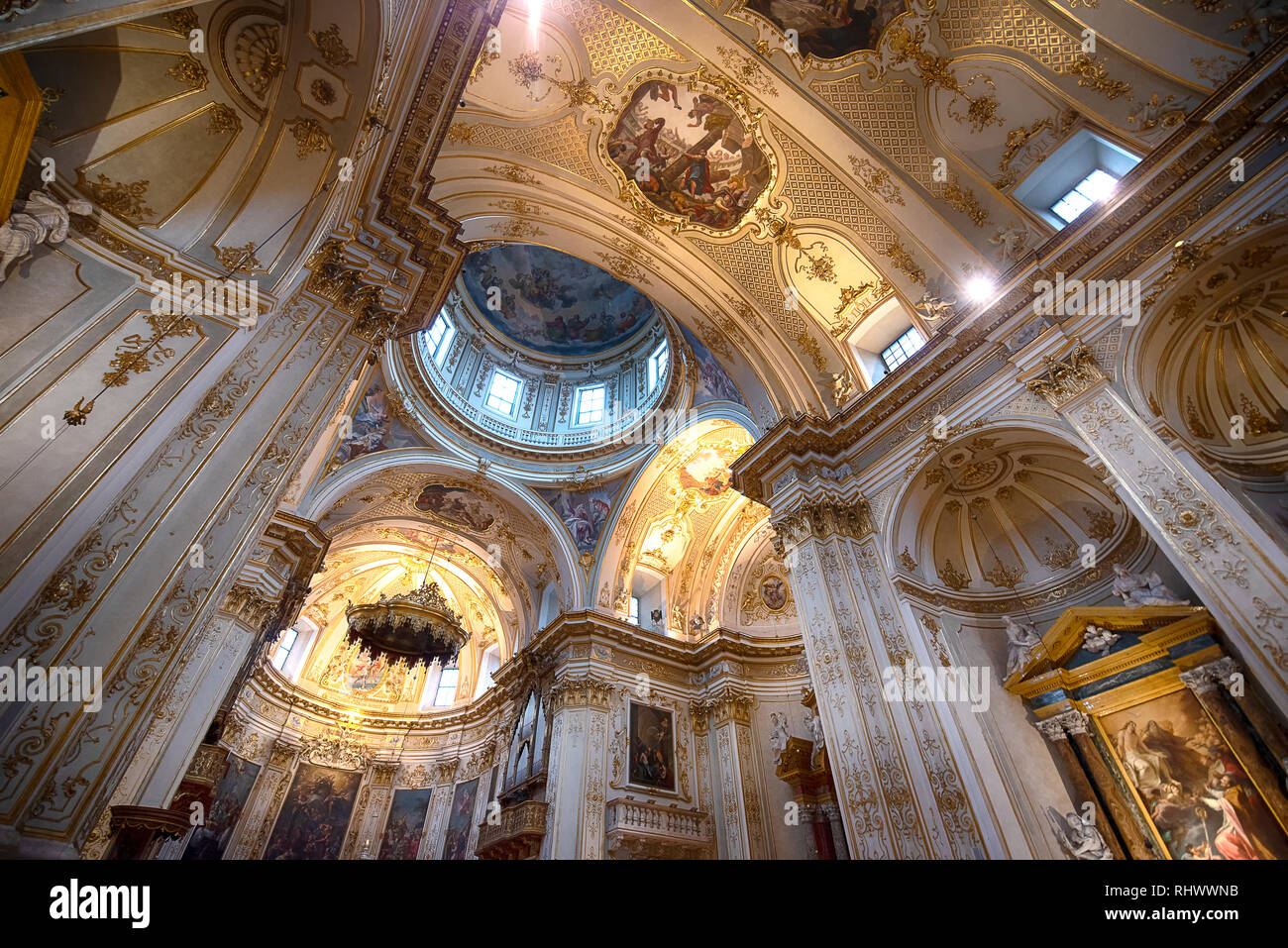 Inside Interior of Cathedral in Citta Alta ( Cattedrale di Bergamo ), a ...