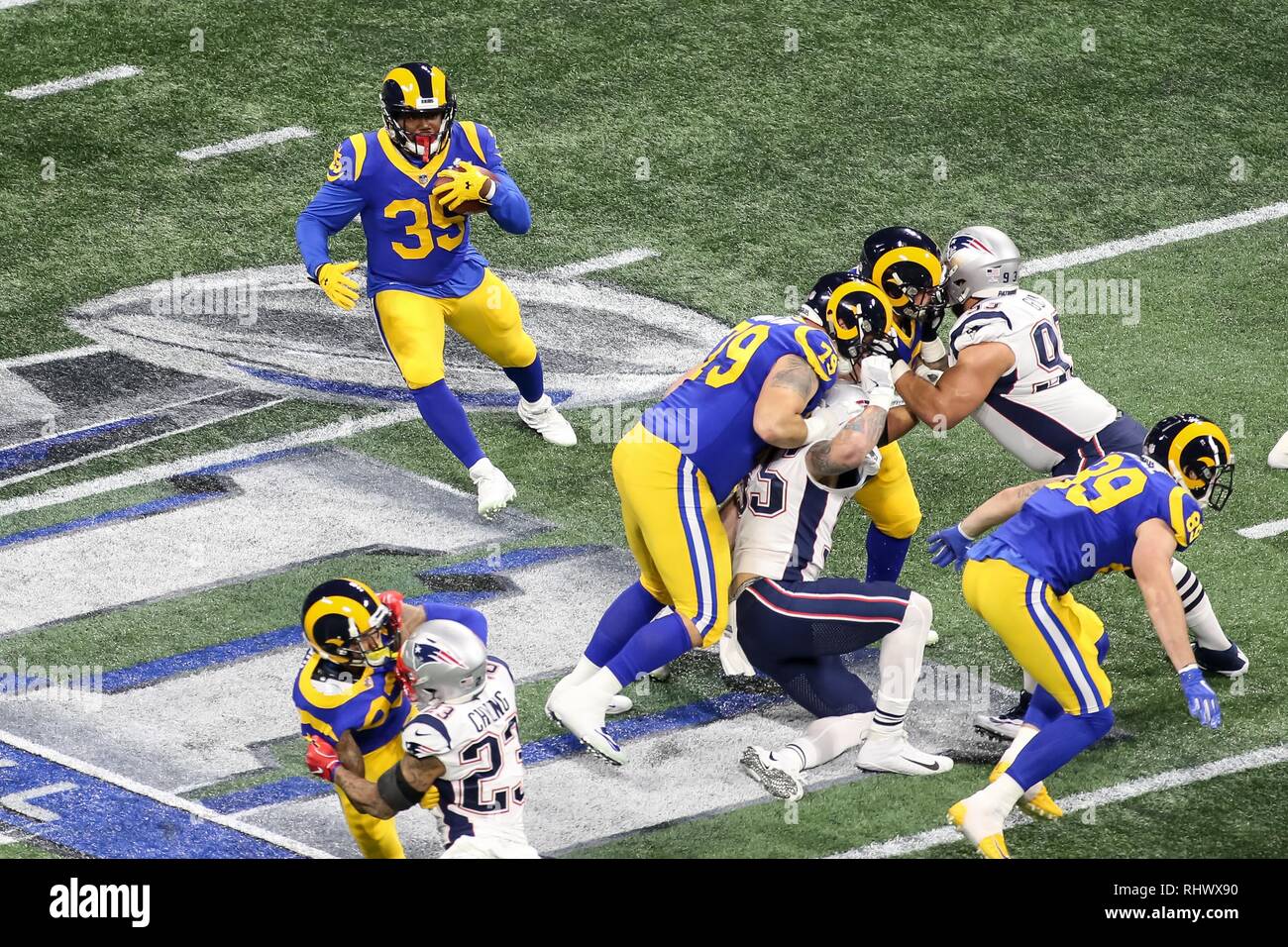 Atlanta, GA, USA. 3rd Feb, 2019. Los Angeles Rams running back C.J ...
