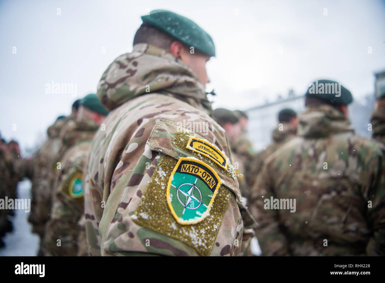 Rukla, Lithuania. 04th Feb, 2019. A soldier of the EFP Battlegroup is ...