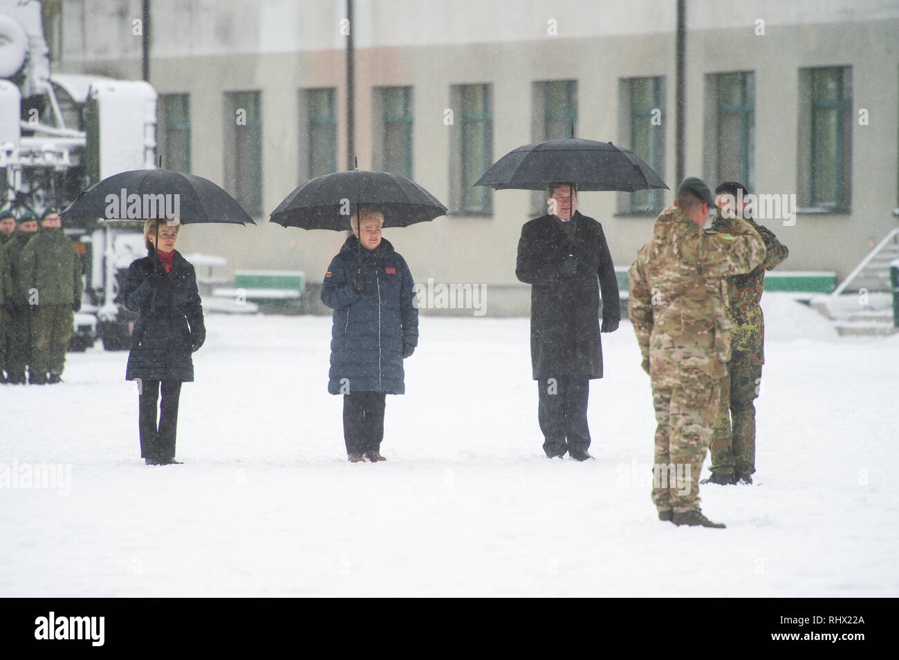 Rukla, Lithuania. 04th Feb, 2019. Ursula von der Leyen (l-r, CDU ...
