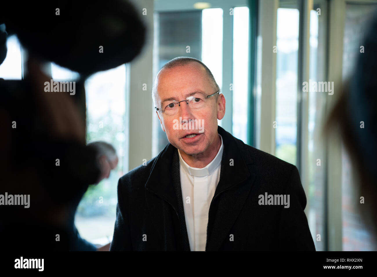 Garrel, Germany. 04th Feb, 2019. Peter Kossen, Catholic prelate, speaks ...