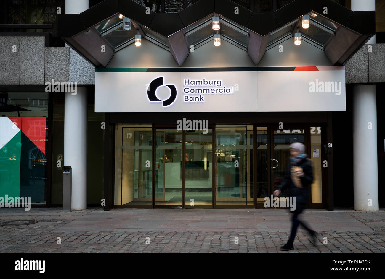 04 February 2019, Hamburg: A passer-by passes by the main entrance of ...