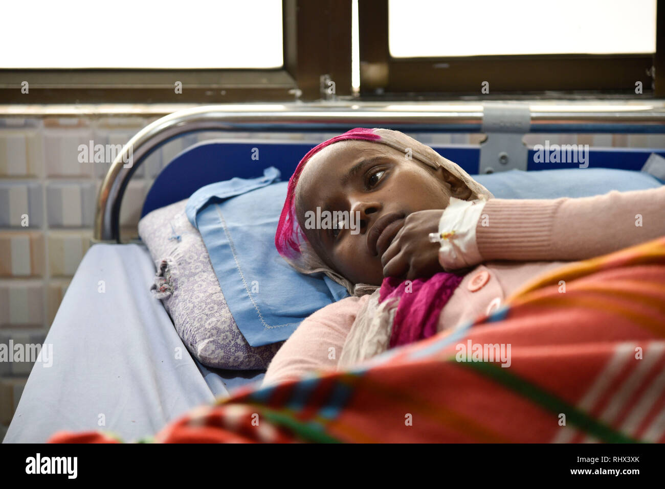 Guwahati, Assam, India. 4th Feb, 2019. A women Cancer patient in her ...