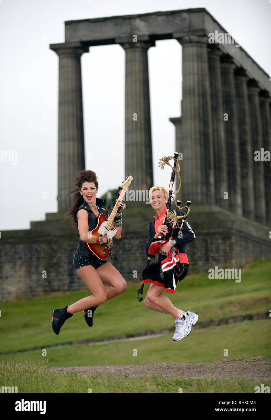 Liz McColgan, Nieve Jennings and the Red Hot Chilli Pipers promote the ...