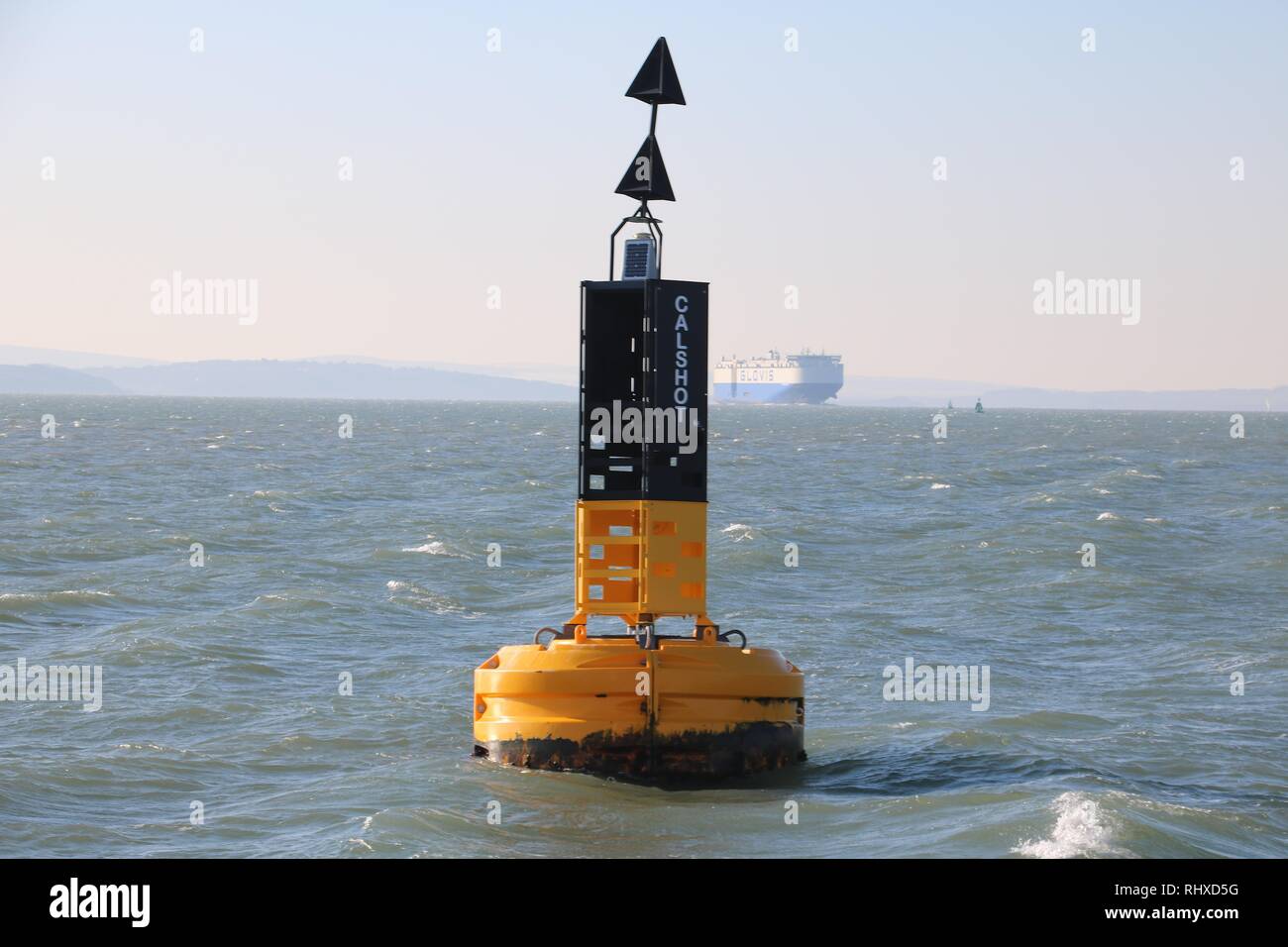 shipping lane marker buoy in the Solent at Calshot Stock Photo - Alamy