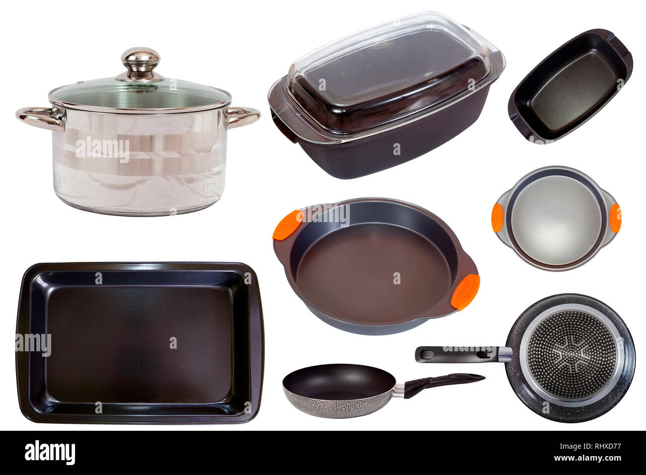 Set of different household pan. Isolated on white background Stock ...